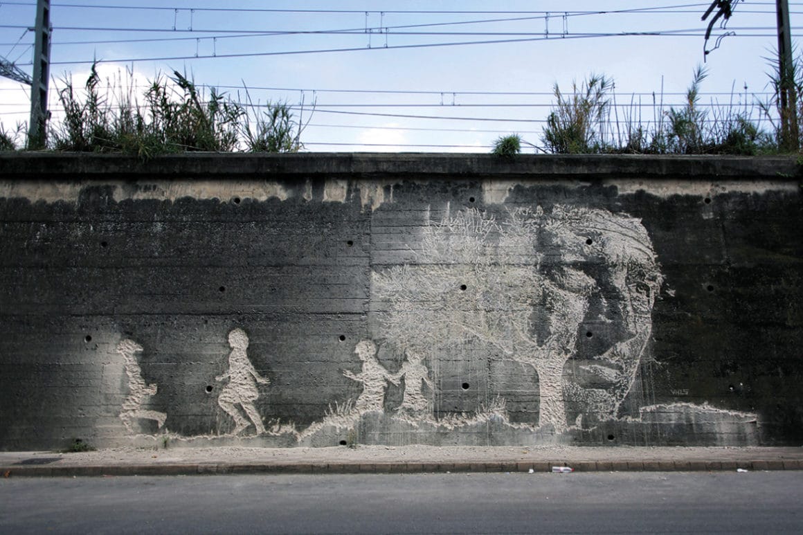 Les murs au centre des portraits du street artist Vhils